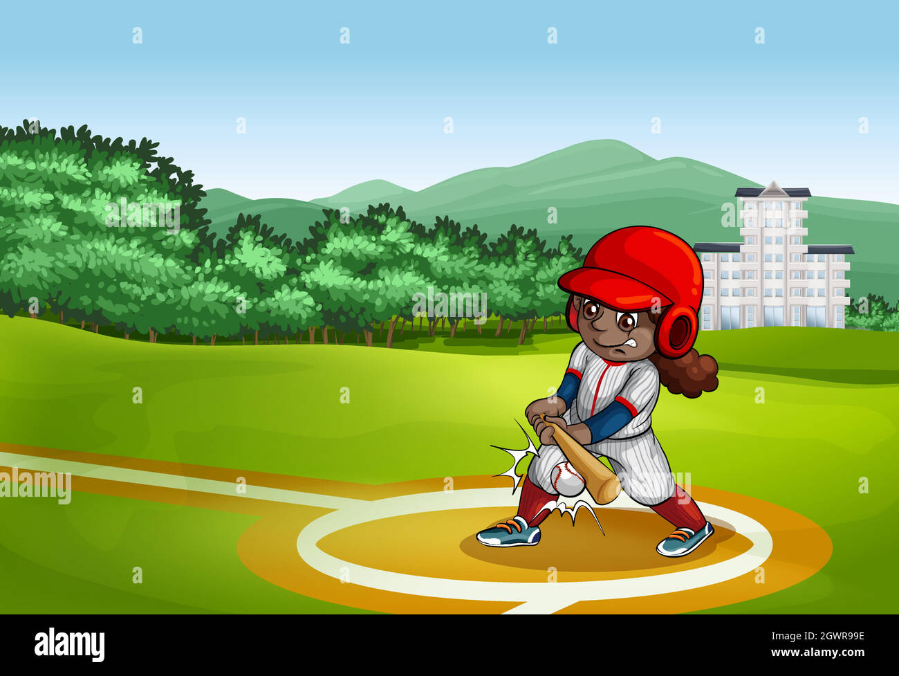 Girl hitting baseball Stock Vector Images - Alamy