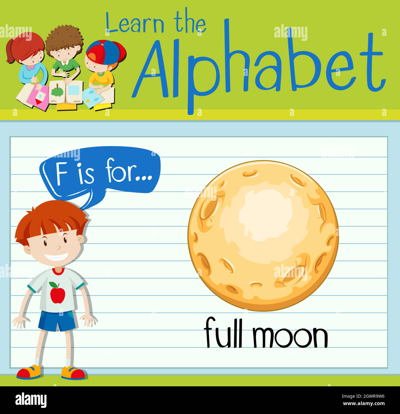 Flashcard letter F is for full moon Stock Vector Image & Art - Alamy