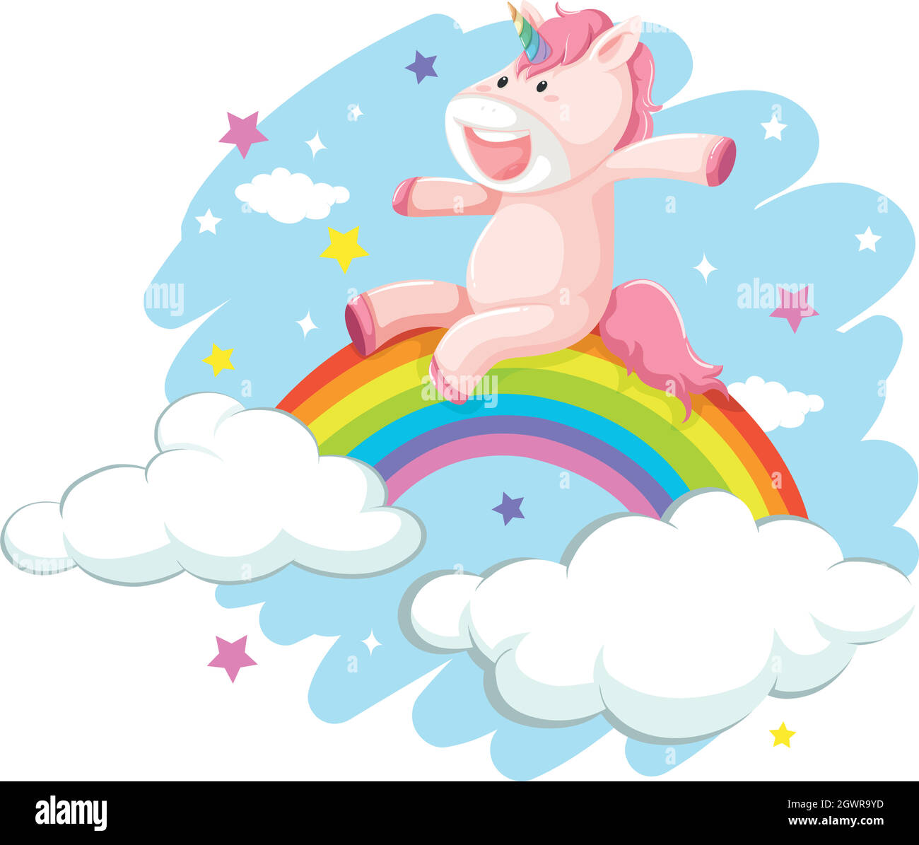 Cartoon magic rainbow cloud Stock Vector Images - Alamy