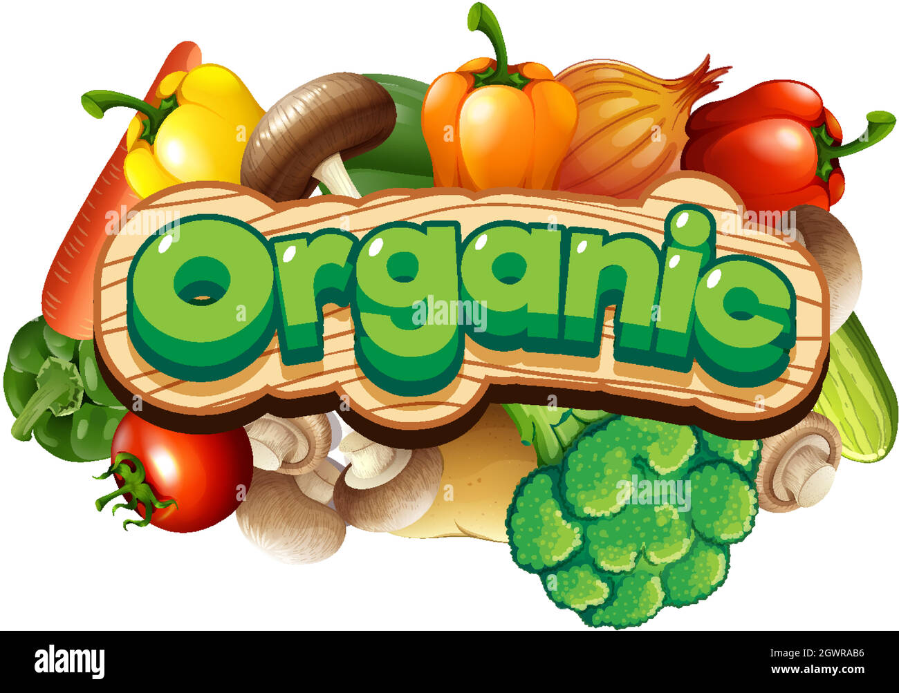 Font design for word organic with many vegetables Stock Vector Image ...