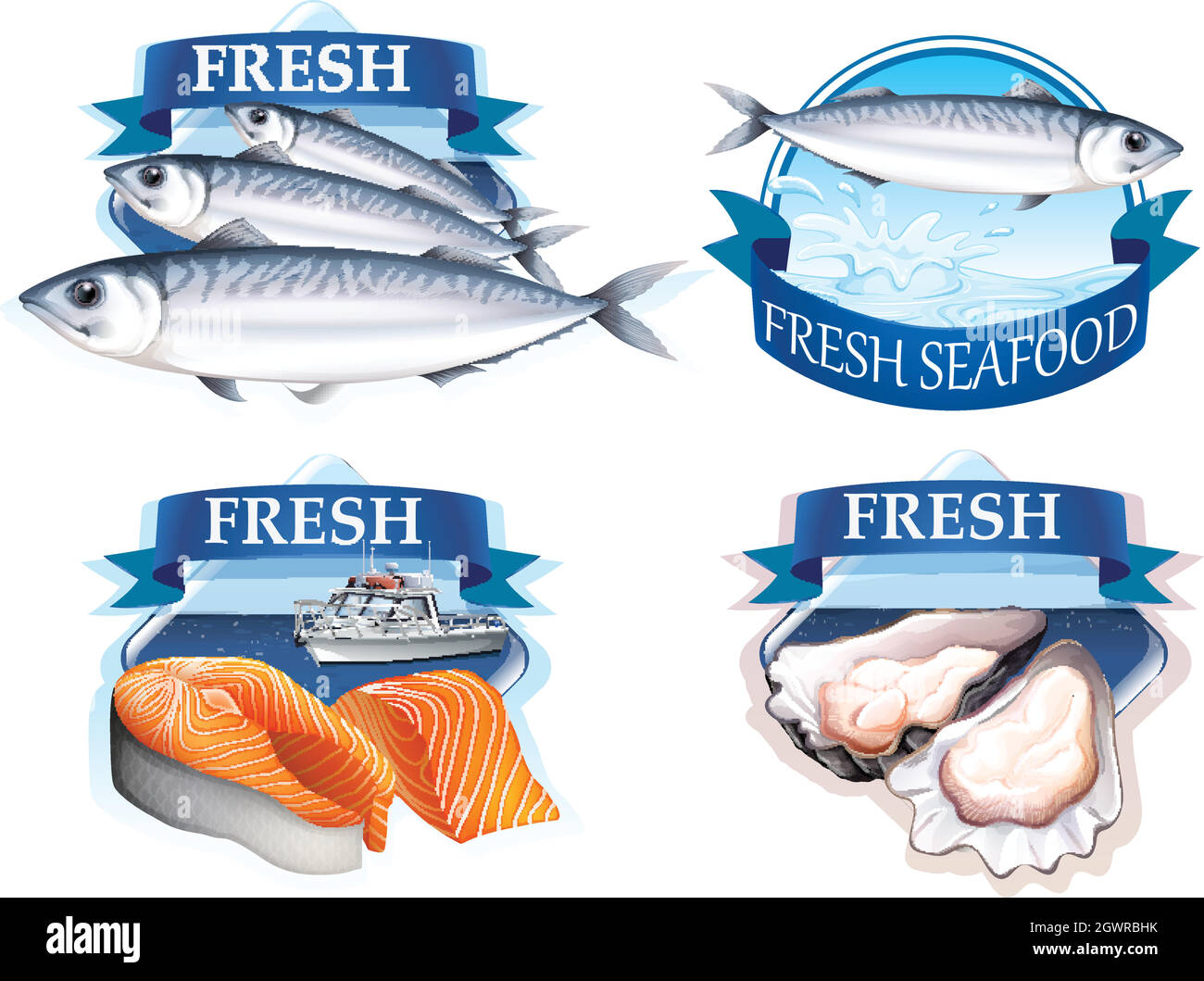 Label design with word and seafood Stock Vector Image & Art - Alamy