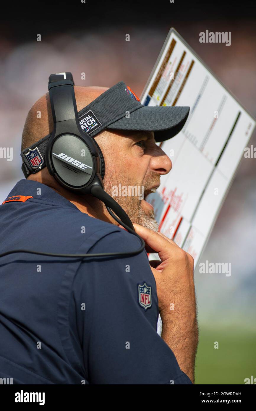 Chicago, Illinois, USA. 03rd Oct, 2021. - Bears Head Coach Matt Nagy ...