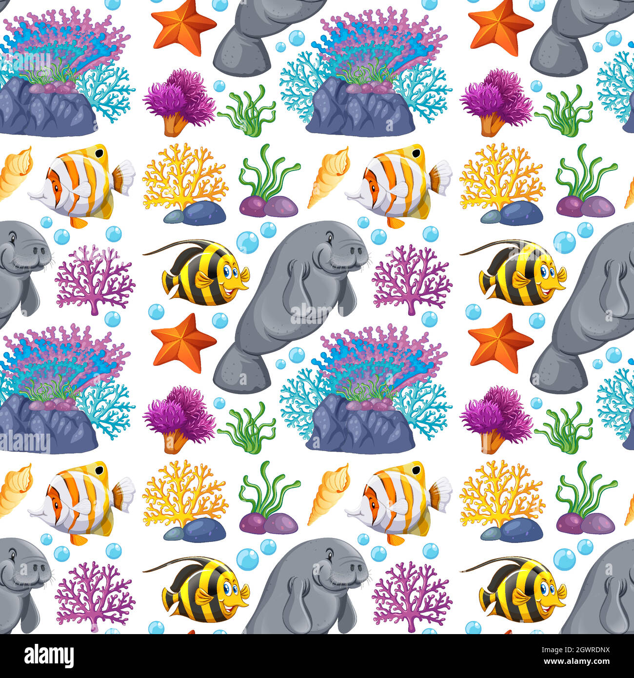 Seamless background design with sea creatures Stock Vector Image & Art ...