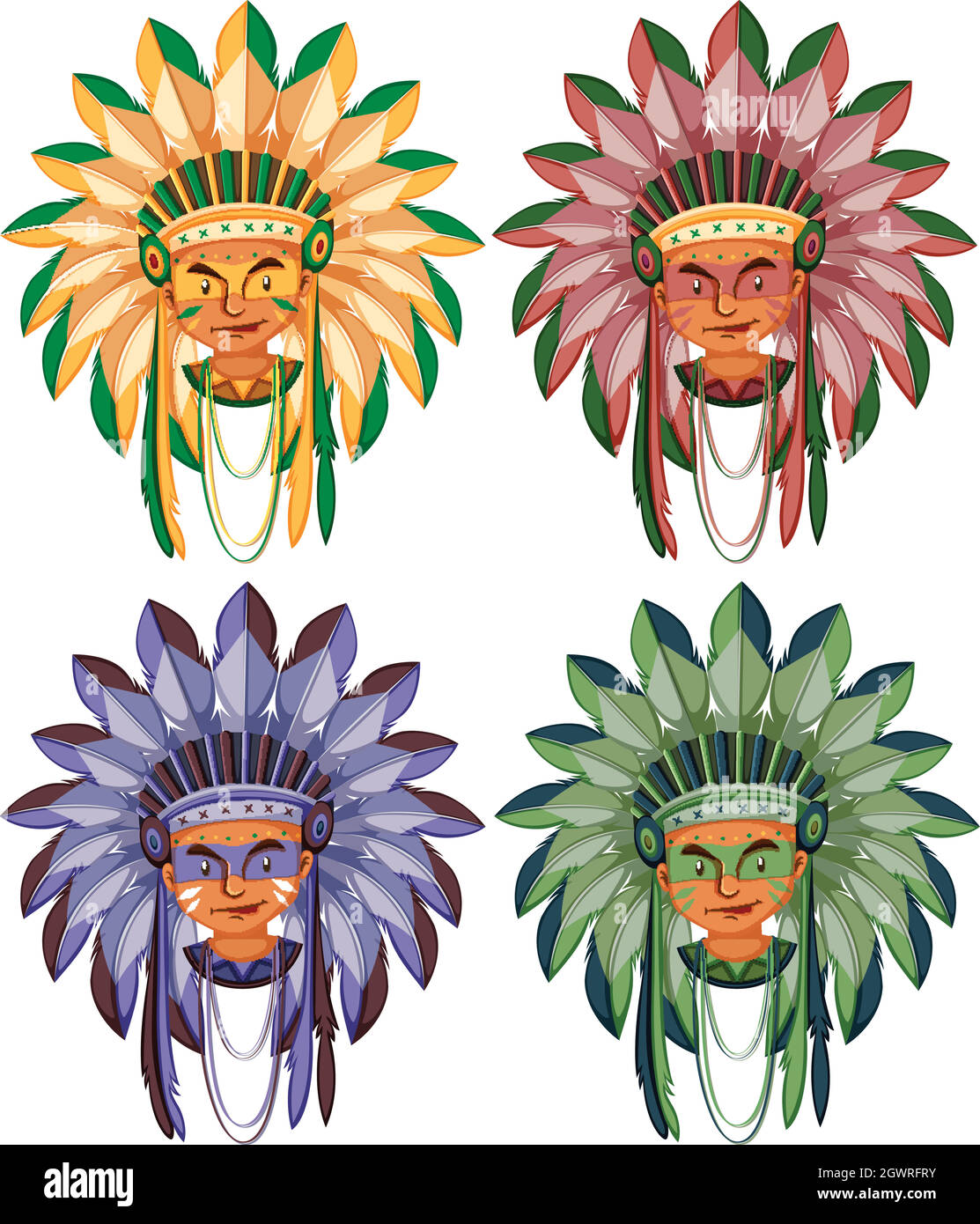 Four heads of native american indians Stock Vector Image & Art - Alamy