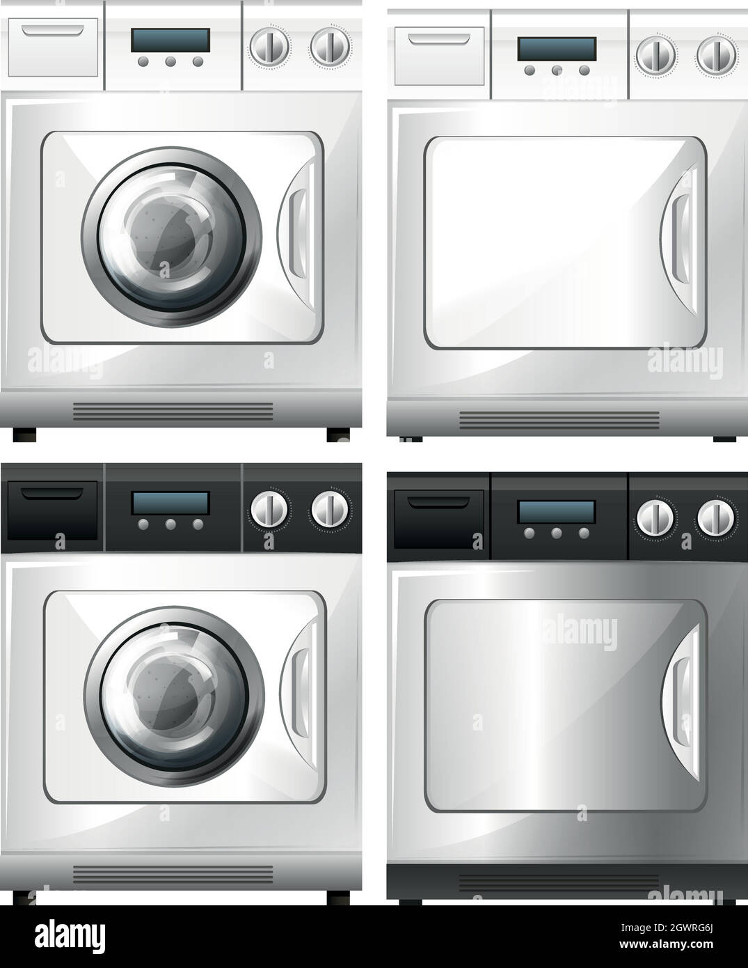 Electronic washing machine illustration Stock Vector Images - Alamy