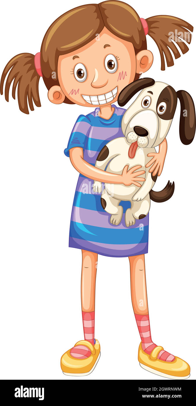 Girl With Puppy Clip Art
