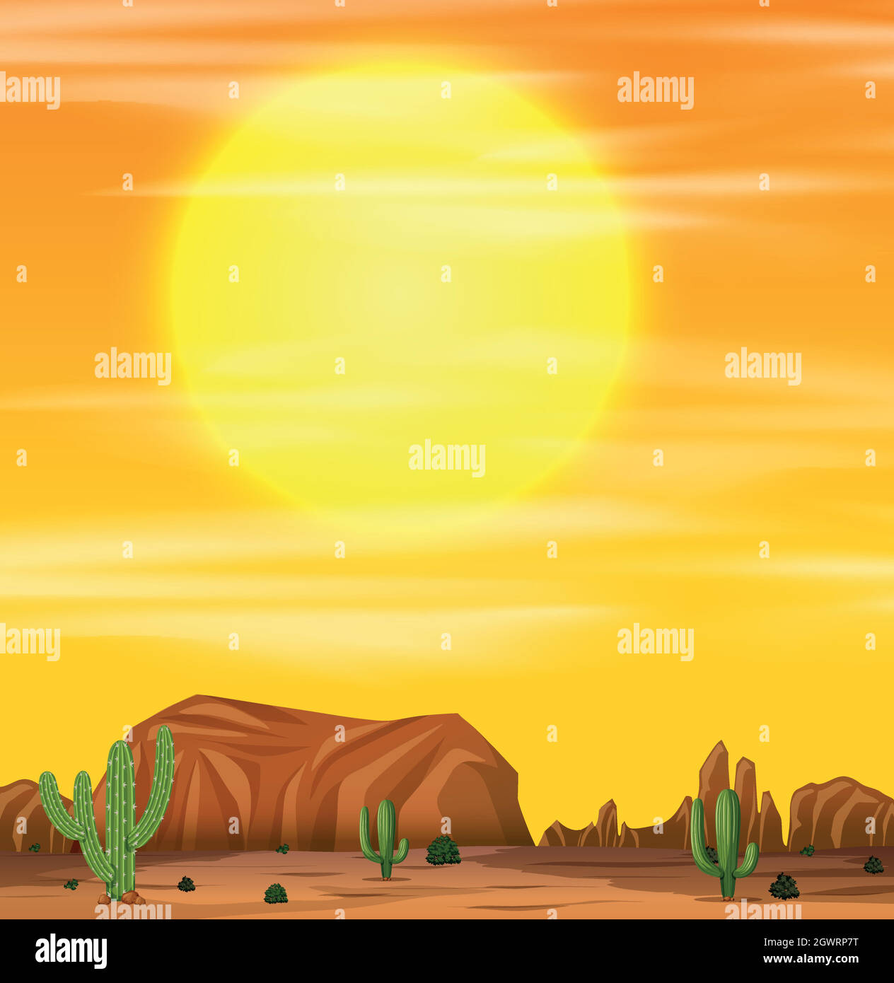 Sunrise in a desert scene Stock Vector Image & Art - Alamy