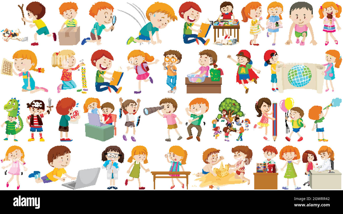 Set of cute kids cartoon character Stock Vector Image & Art - Alamy