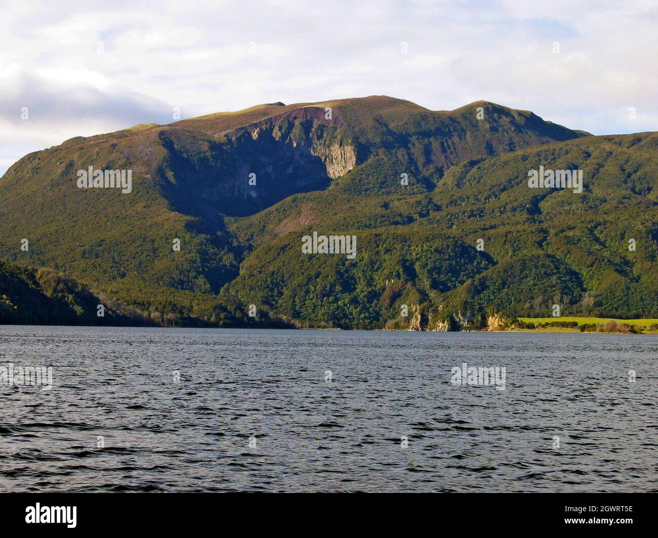 Mt. Tarawera is viewed from Lake Rotomahana, a volcanic crater lake in ...
