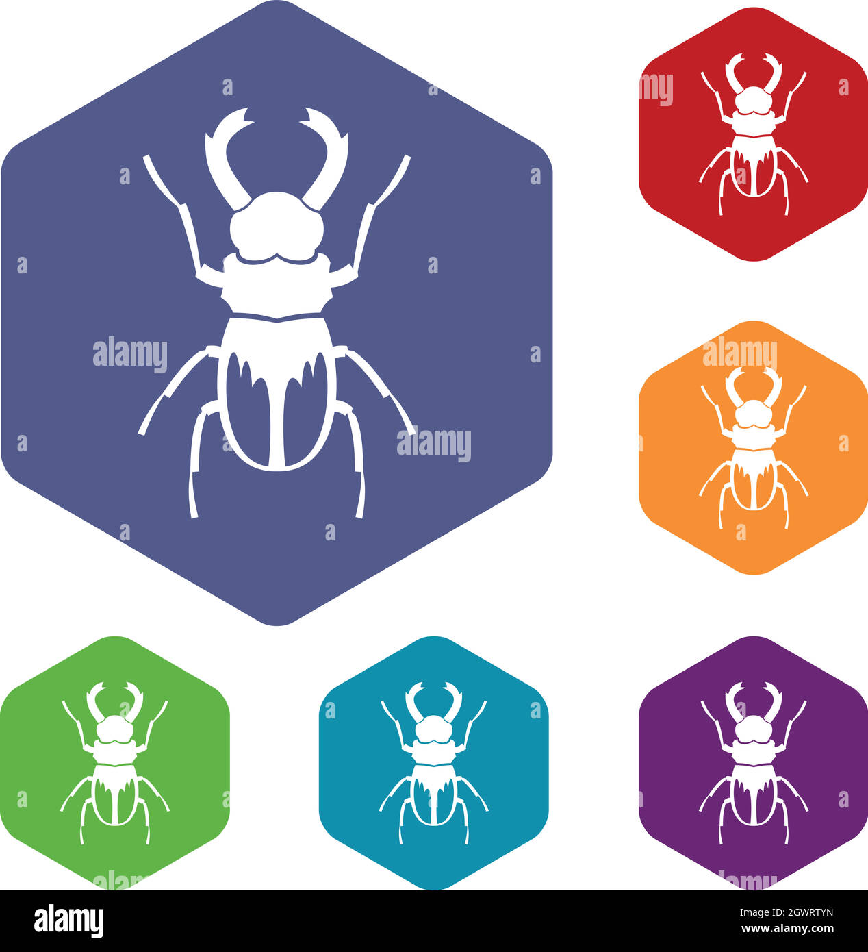 Horned beetle Stock Vector Images - Alamy