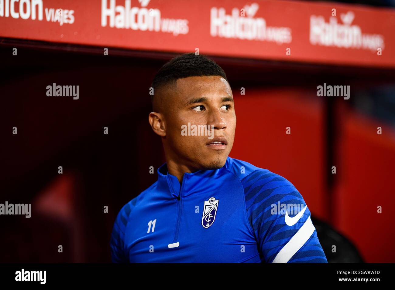 Granada CF player Darwin Mathis seen before the La Liga Santander match ...