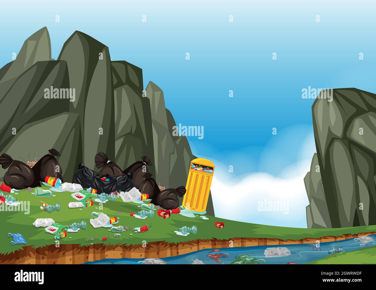 Garbage in nature Stock Vector Images - Alamy