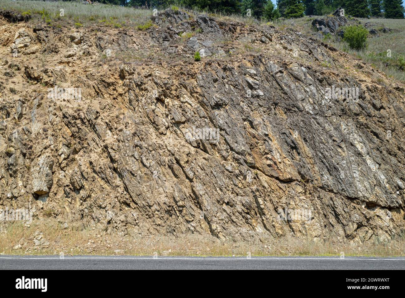 The rock cliffs by the roadside in eastern Idaho, USA Stock Photo - Alamy