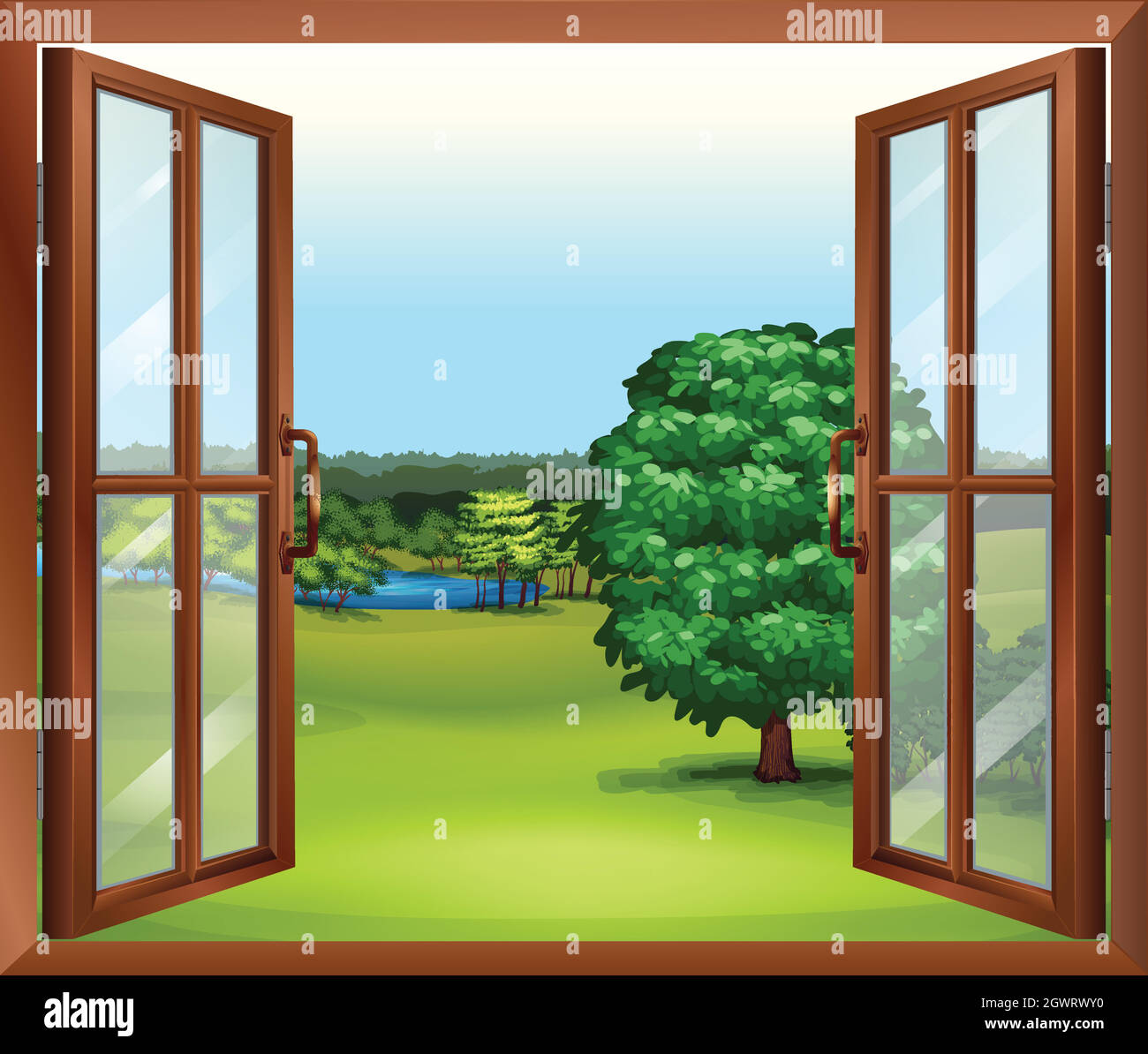 An open wooden window Stock Vector Image & Art - Alamy