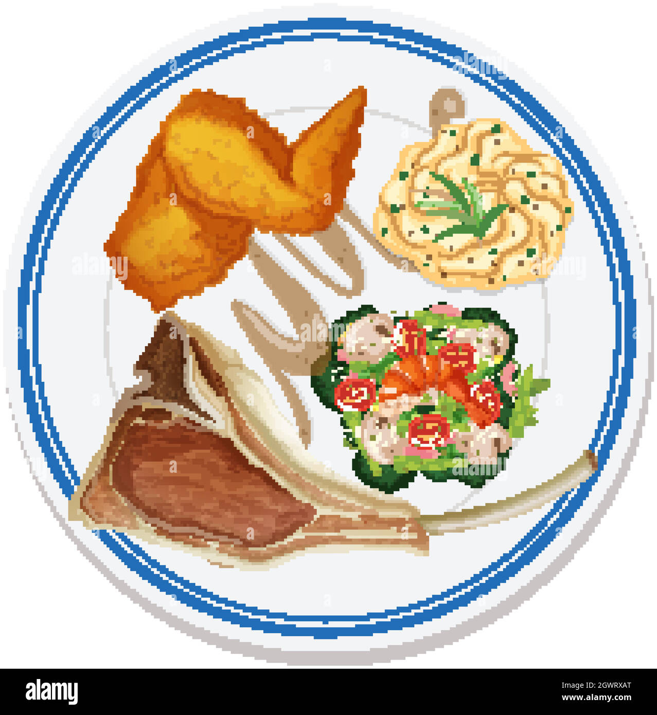 Aerial view of food on plate Stock Vector Image & Art - Alamy