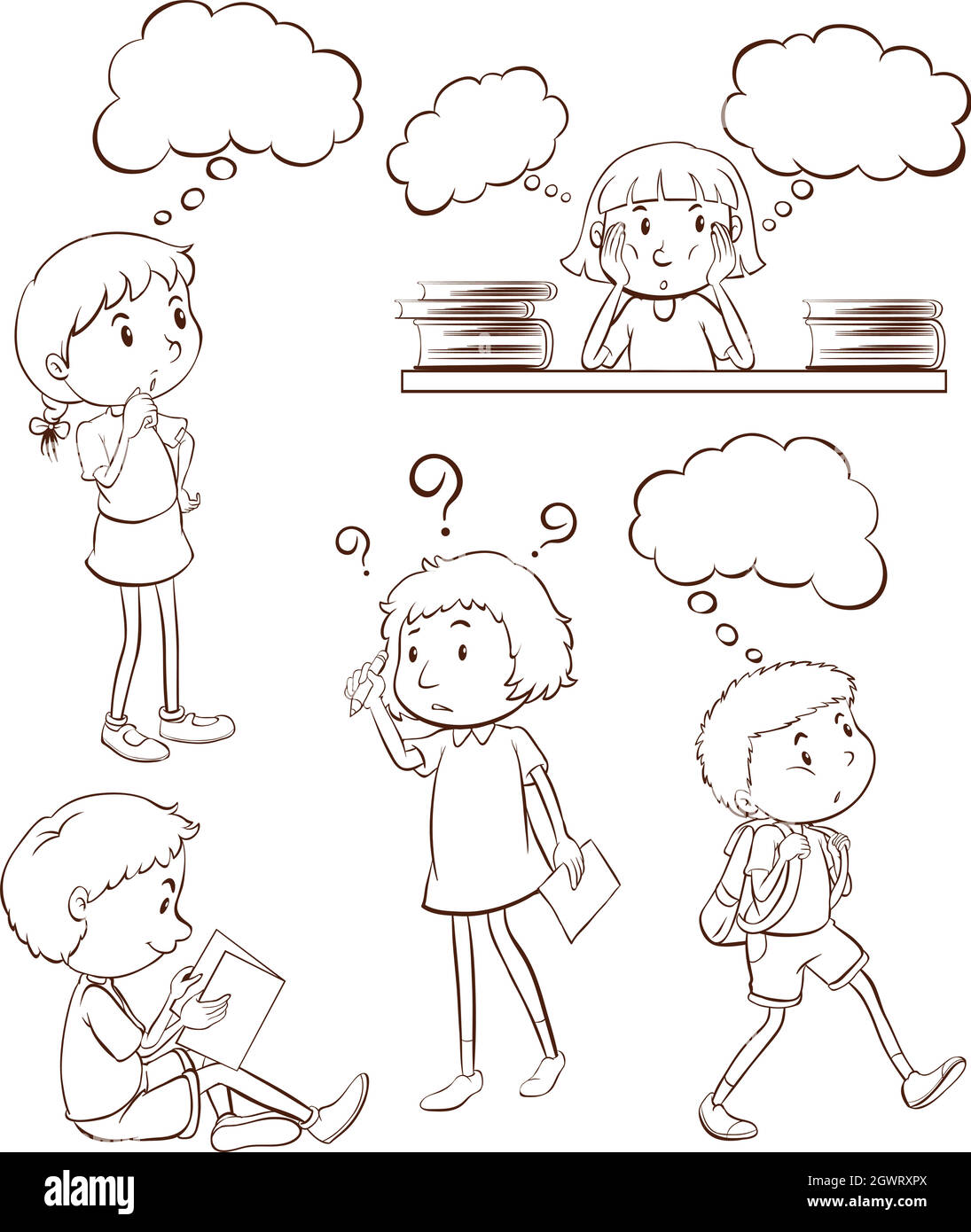 Set kids thinking on Stock Vector Images - Alamy