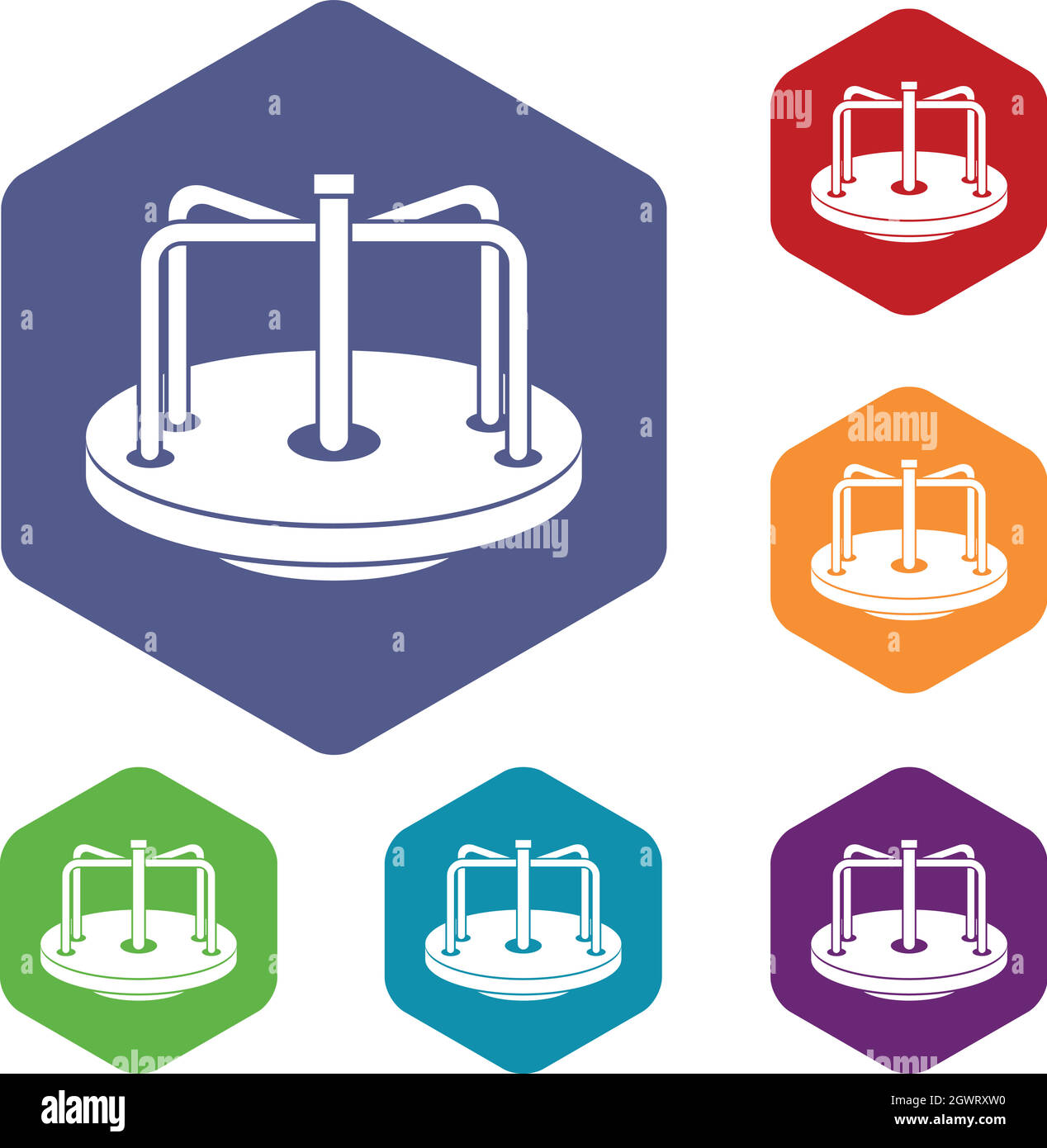 Children merry go round icons set Stock Vector Image & Art - Alamy