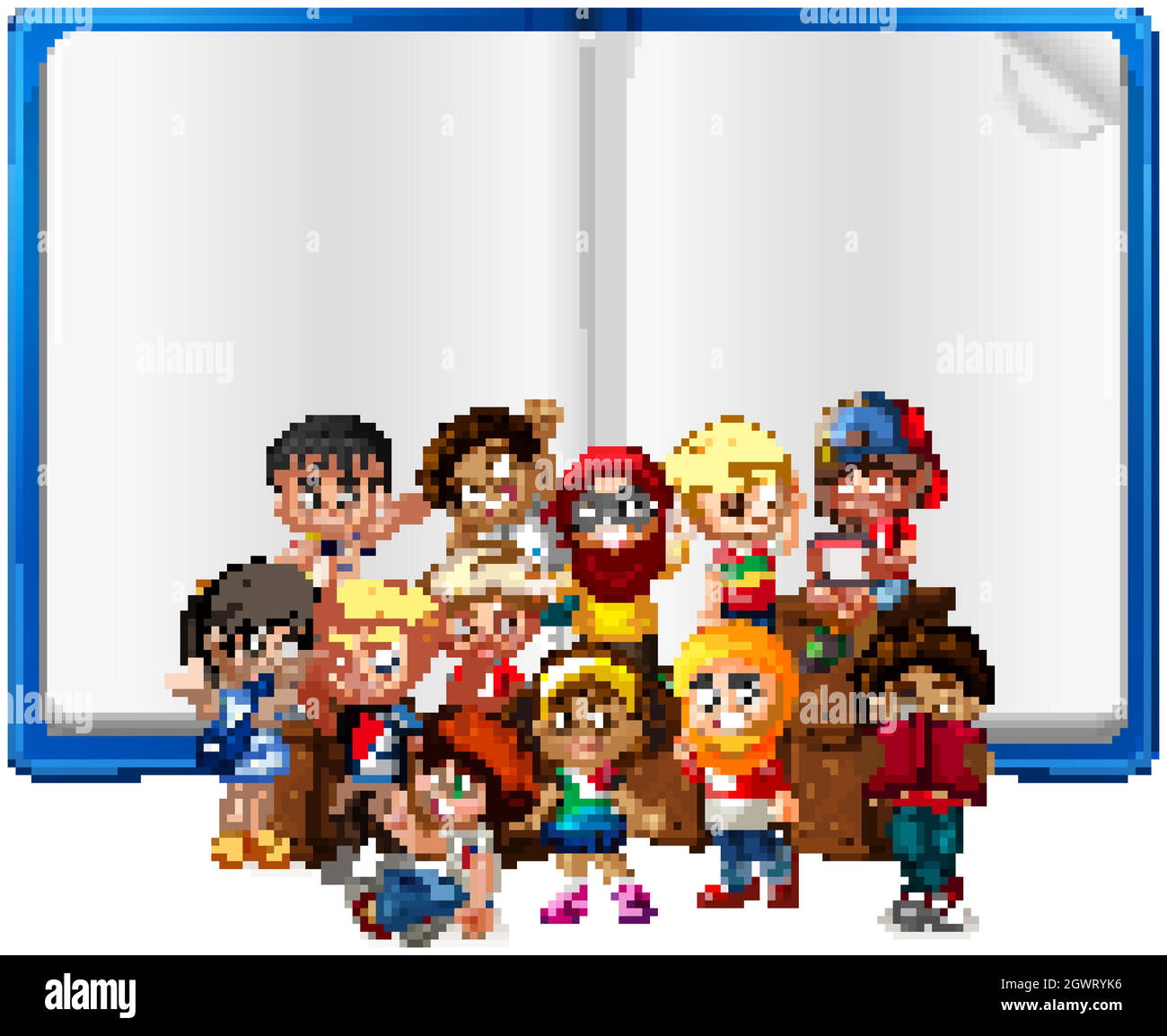 Blank sign template with kids and book Stock Vector Image & Art - Alamy