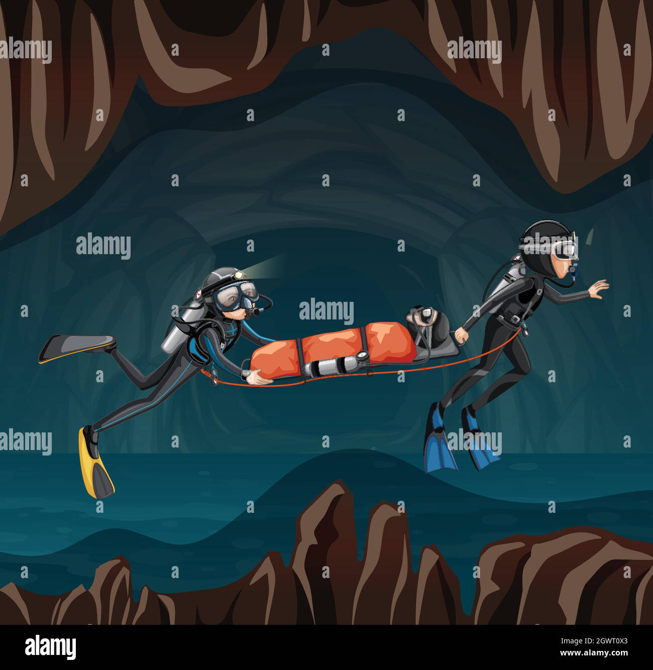 Cave diver rope Stock Vector Images - Alamy