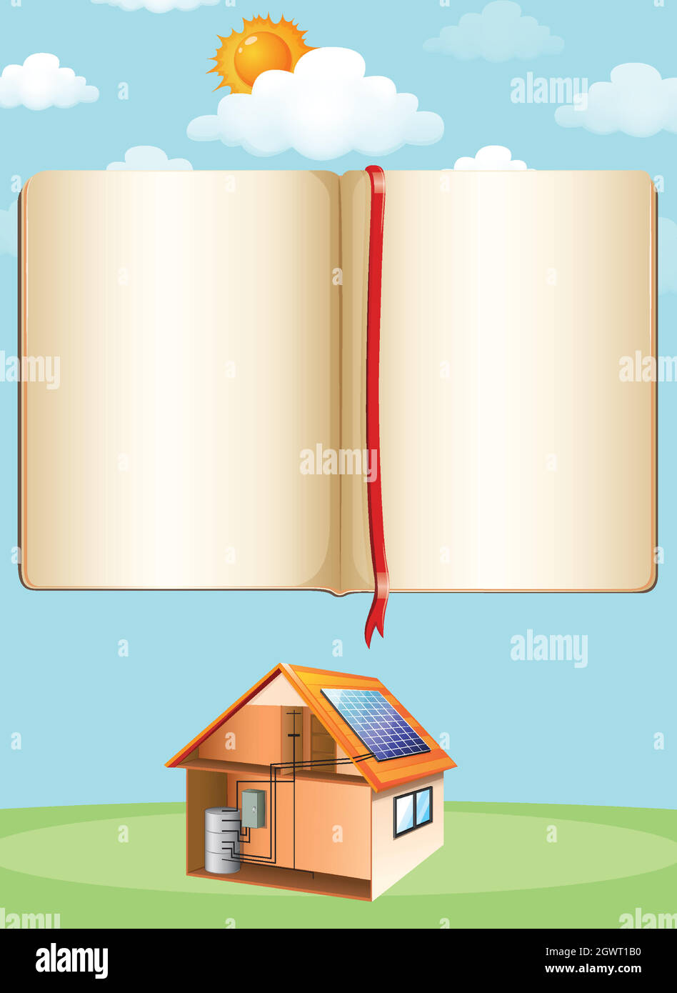 Border template with house and solar cell on the roof Stock Vector ...