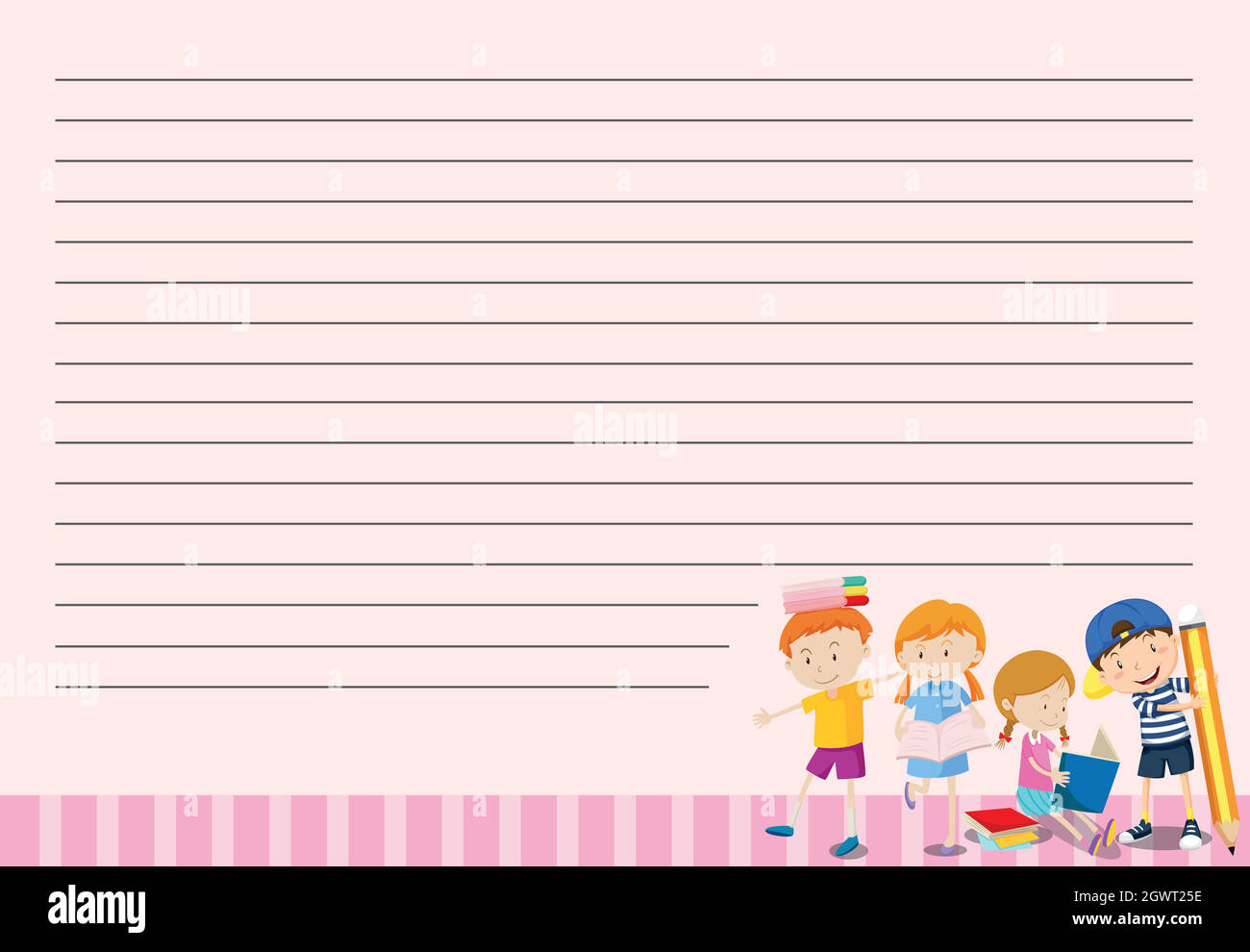 Children on blank note template Stock Vector Image & Art - Alamy