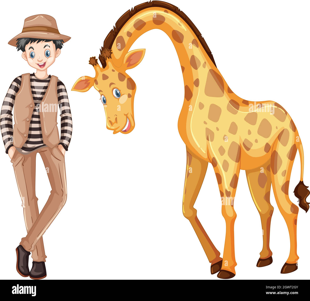 Tall man and cute giraffe Stock Vector Image & Art - Alamy