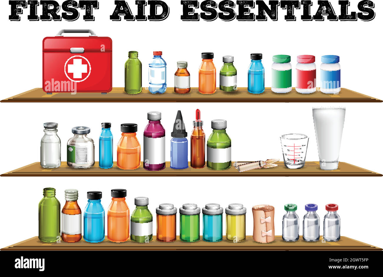 Medicine essentials Stock Vector Images - Alamy