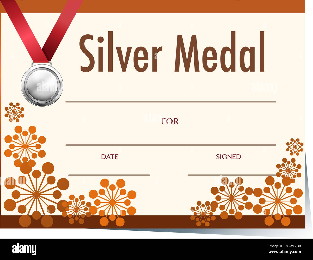 Certificate template with silver medal Stock Vector Image & Art - Alamy