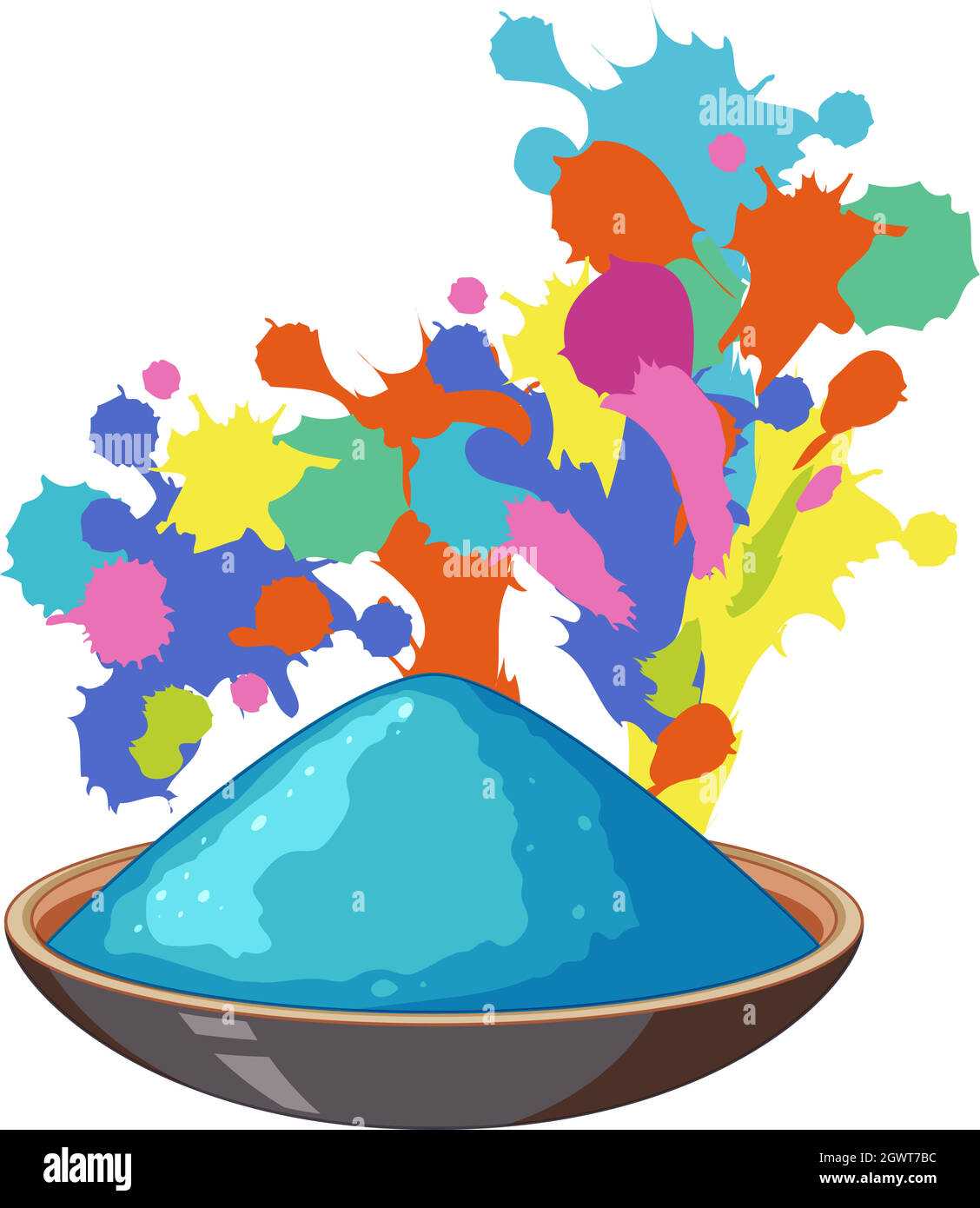 Bowl of blue paint powder with colorful background Stock Vector Image ...