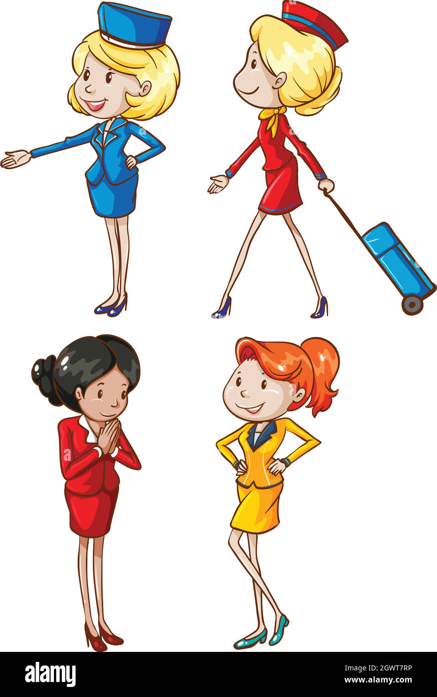 Simple sketches of an air hostess Stock Vector Image & Art - Alamy