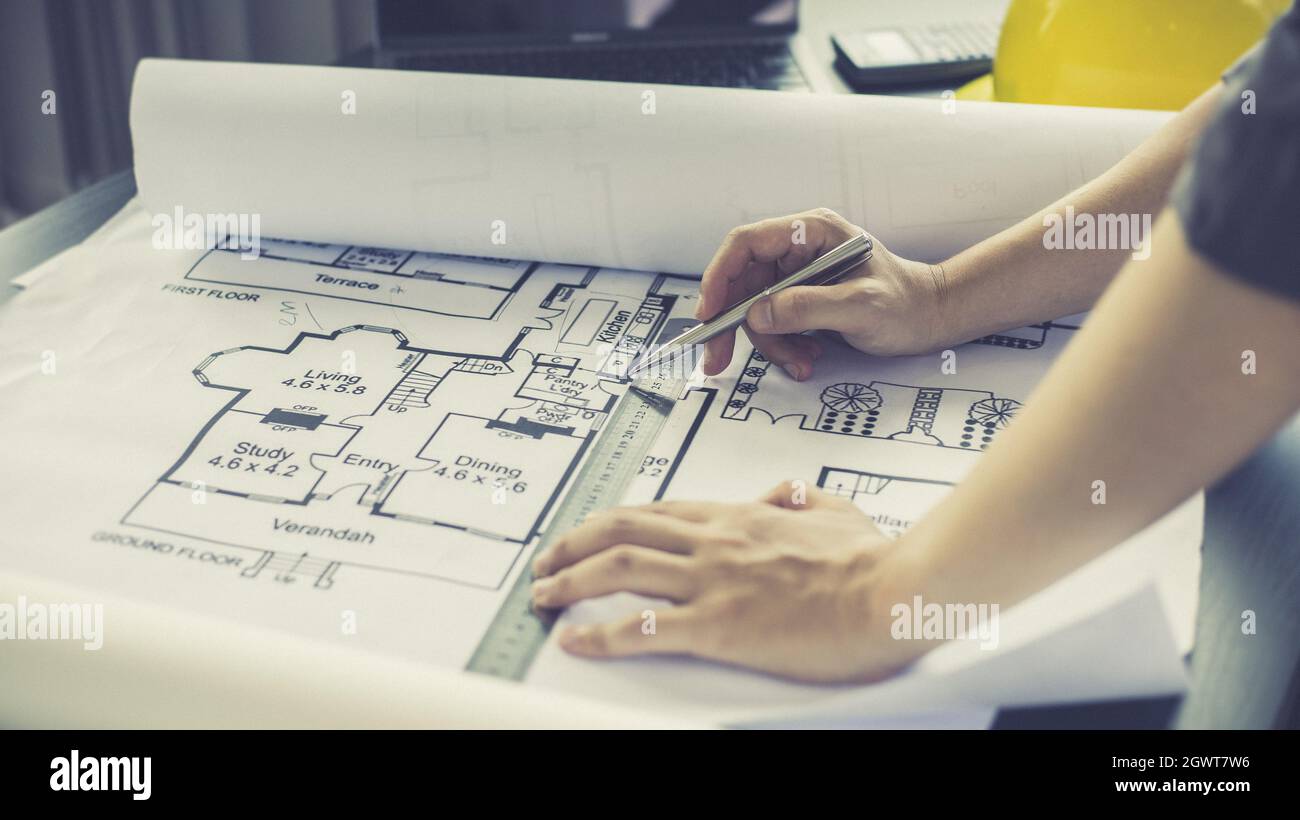 Architectural Building Design And Construction Plans With Blueprints ...