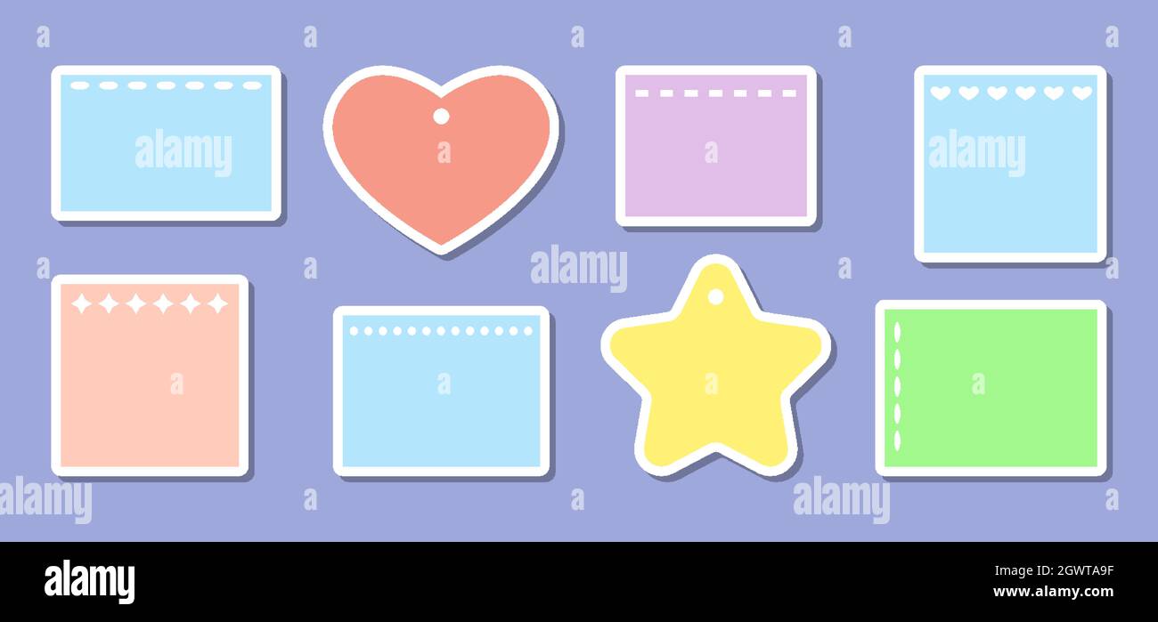 Note sticker colorful set. Blank sheets with different holes, to do ...