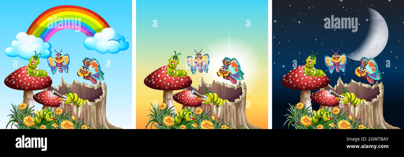 Three nature scenes with different times Stock Vector Image & Art - Alamy