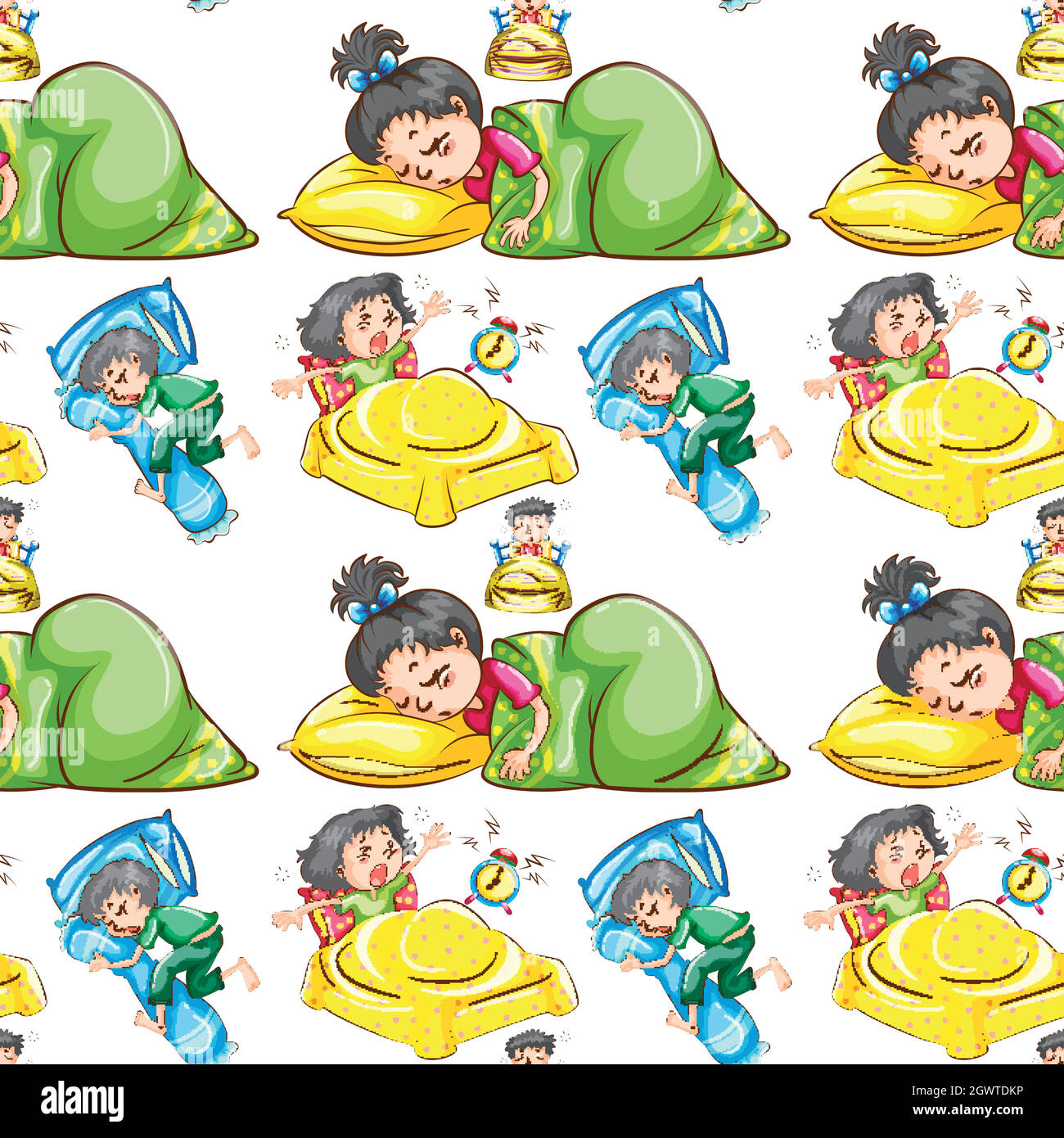 Seamless background with kids sleeping Stock Vector Image & Art - Alamy