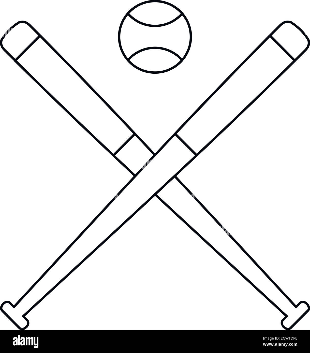 Baseball ball with bats icon, outline style Stock Vector Image & Art ...