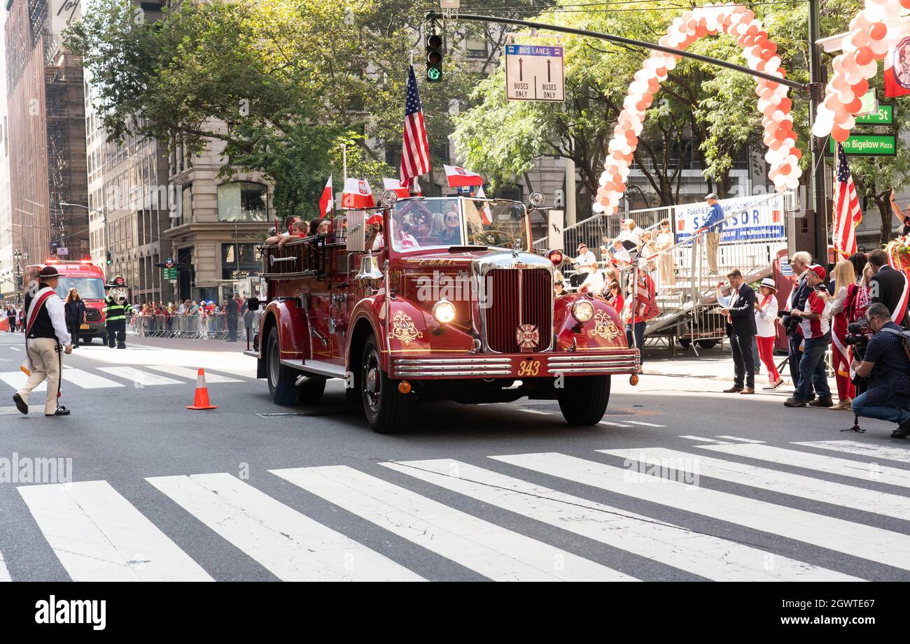 84th Annual Pulaski Day Parade in New York City - October 3, 2021 Stock ...