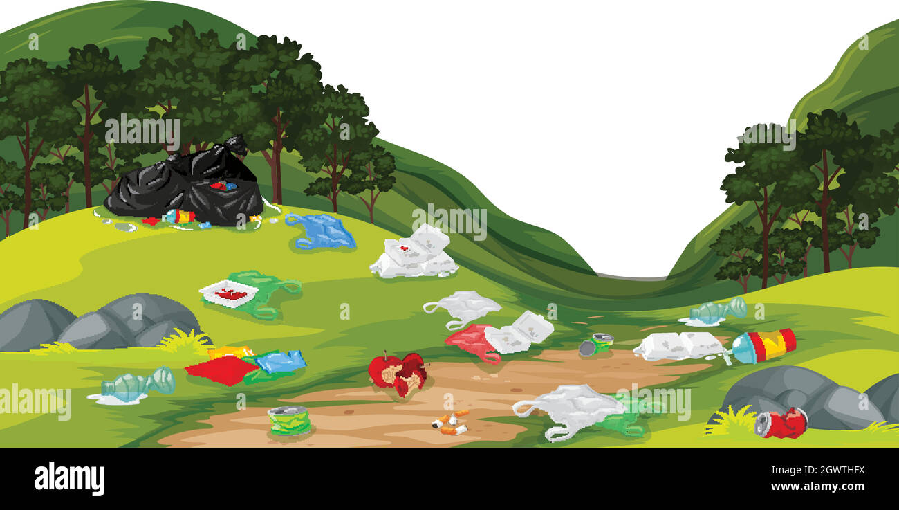 Garbage dump in park Stock Vector Images - Alamy