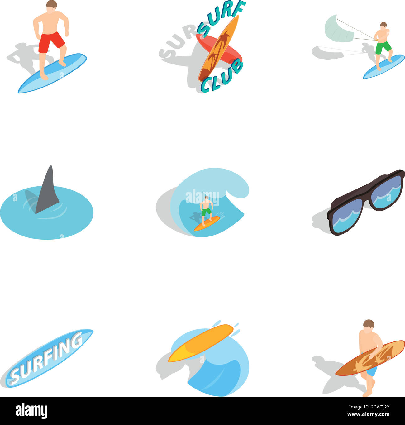 Summer beach elements set Cut Out Stock Images & Pictures - Alamy