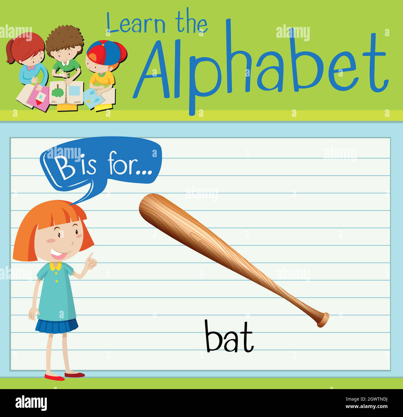 Flashcard letter B is for bat Stock Vector Image & Art - Alamy