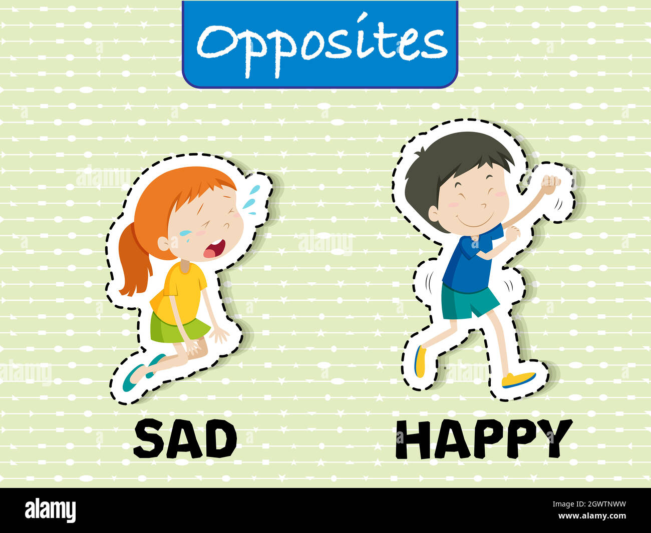 English Opposites Word Sad and Happy Stock Vector Image & Art - Alamy