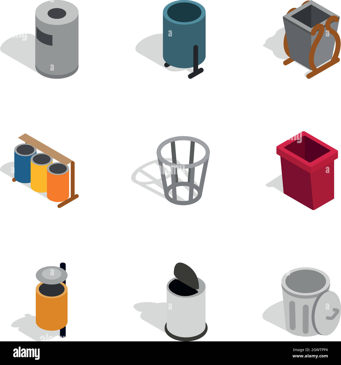 Trashcan icons, isometric 3d style Stock Vector Image & Art - Alamy