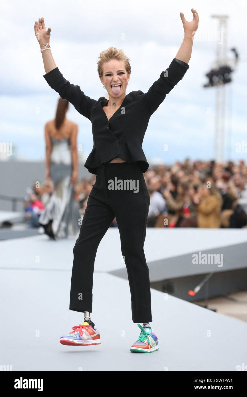 Bebe Vio walks on the Catwalk of L'Oreal show during Paris Fashion Week ...
