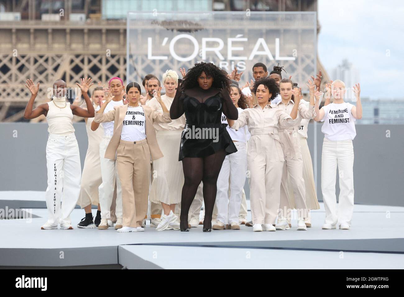 Yseult walks on the Catwalk of L'Oreal show during Paris Fashion Week ...