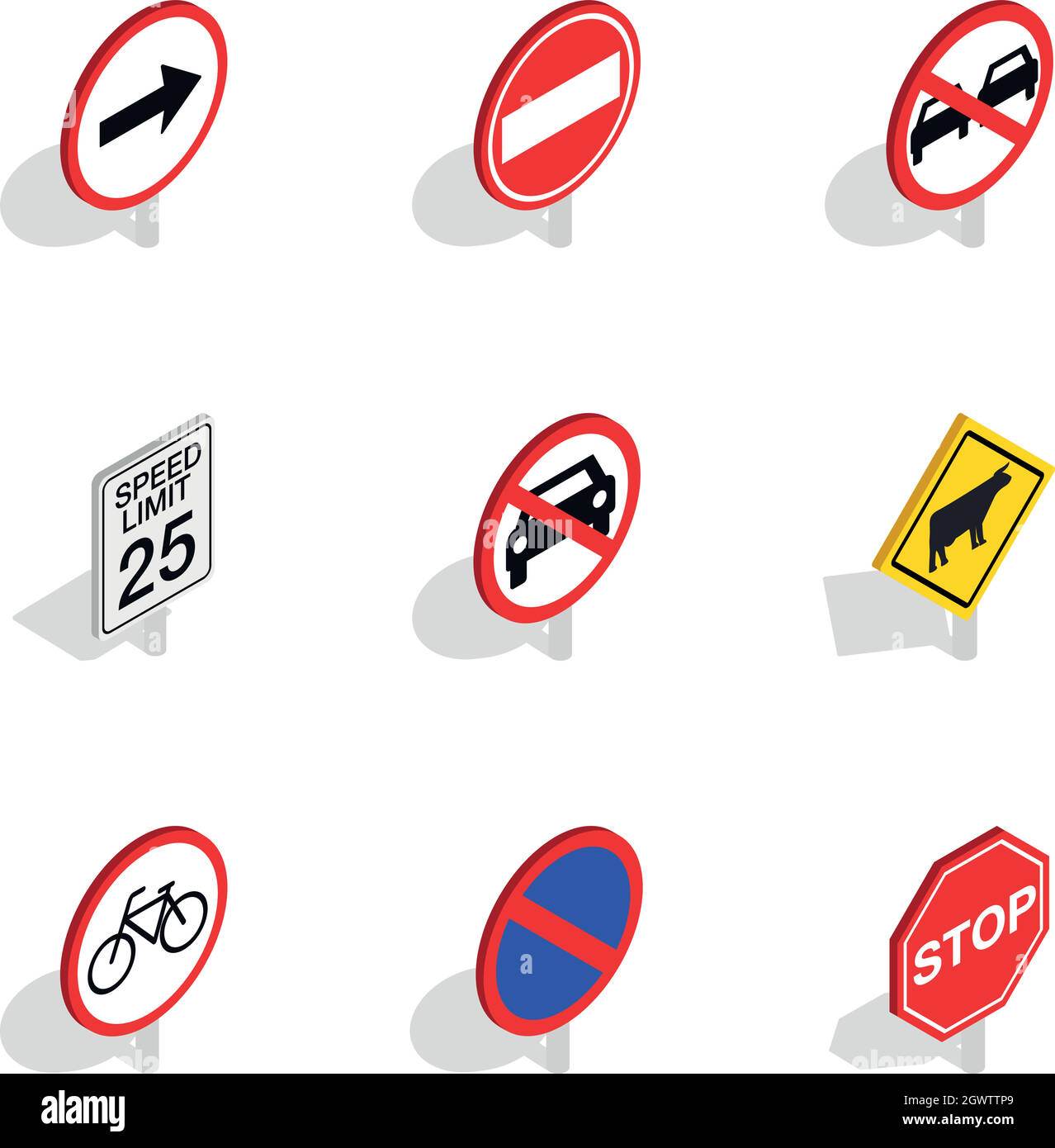 Warning traffic sign icons, isometric 3d style Stock Vector Image & Art ...