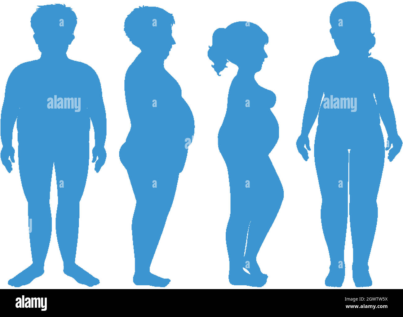 Blue silhouette of overweight human Stock Vector Image & Art - Alamy
