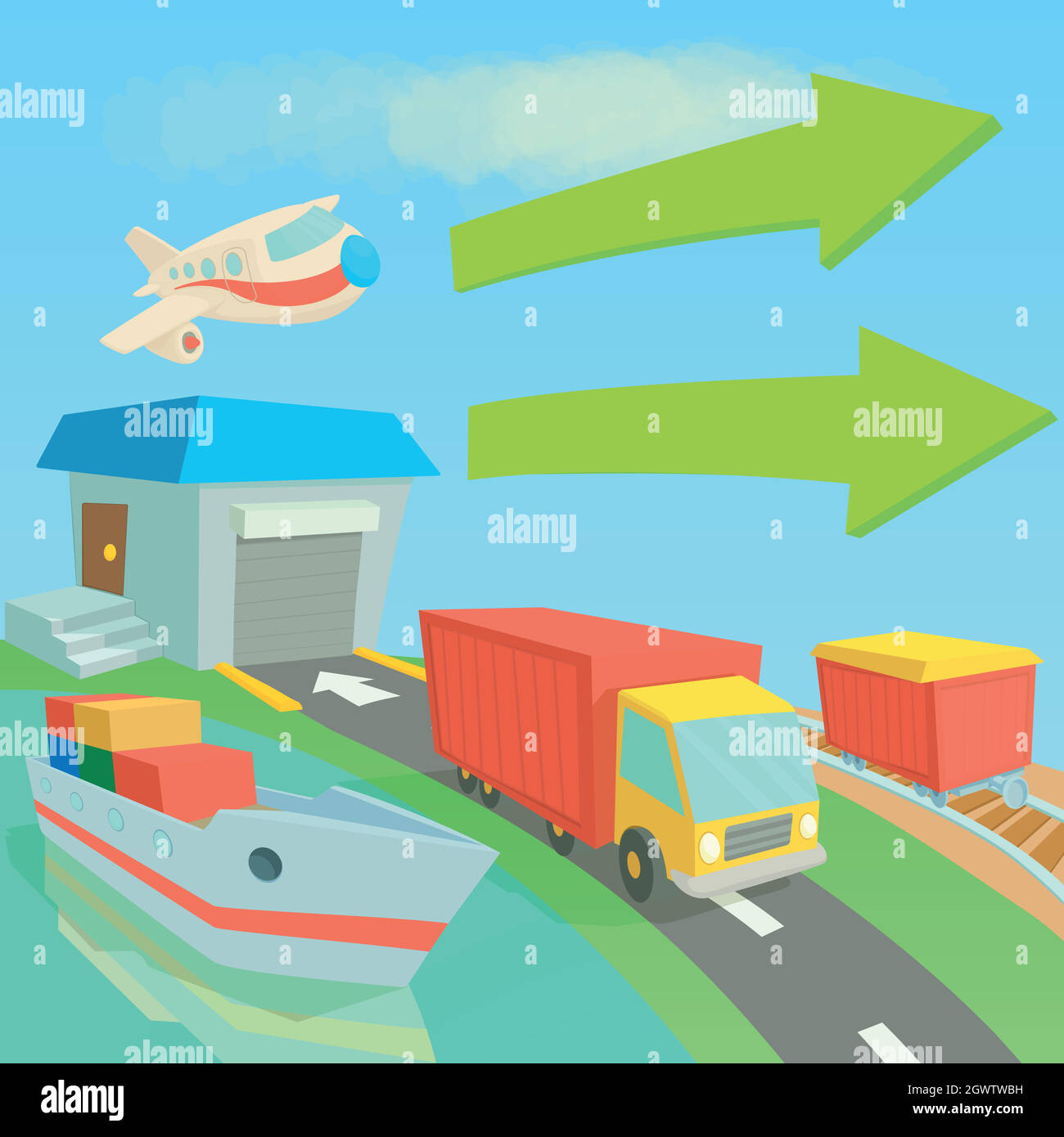 Global logistics network concept, cartoon style Stock Vector Image ...
