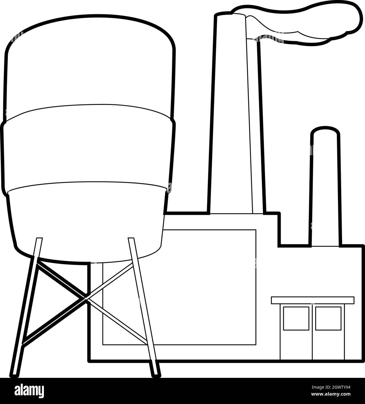 Factory building line style Black and White Stock Photos & Images - Alamy