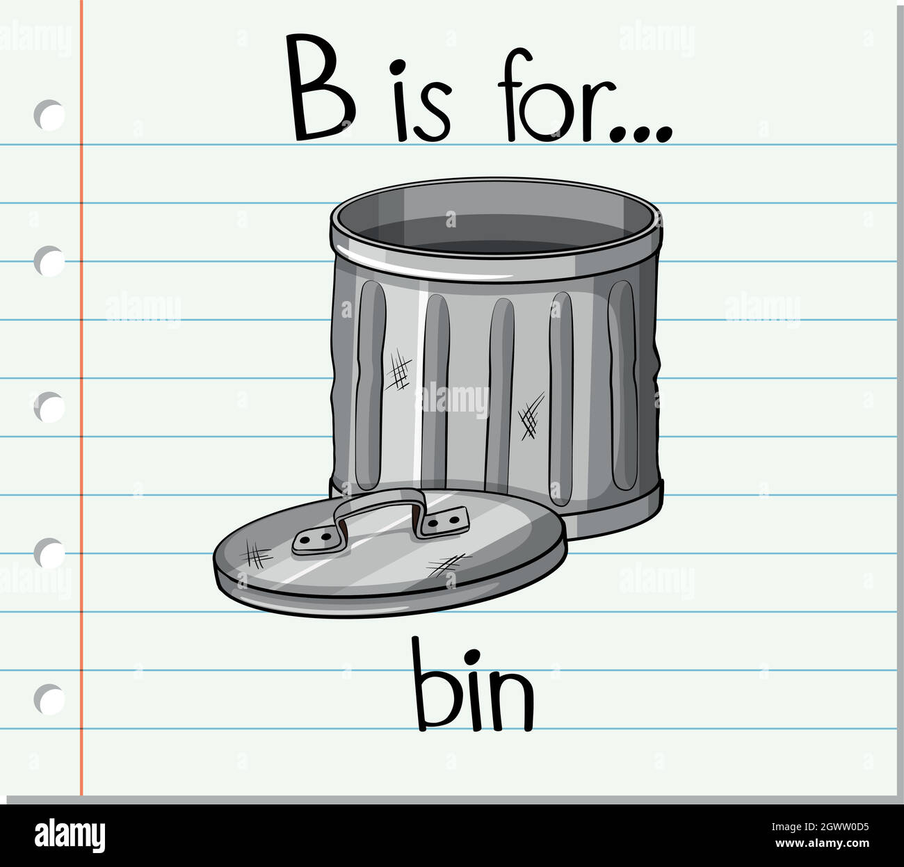 Flashcard letter B is for bin Stock Vector Image & Art - Alamy