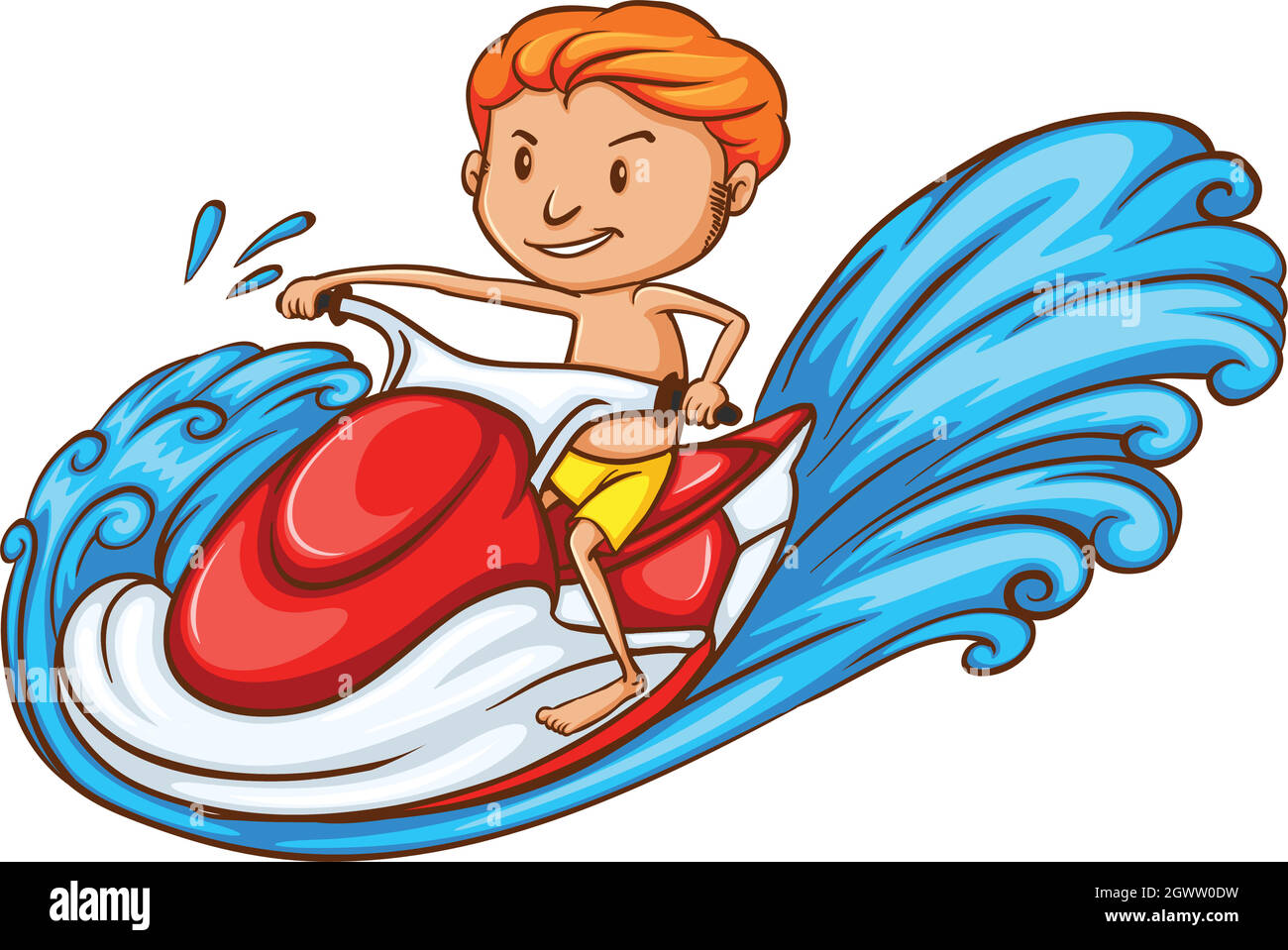 A drawing of a boy enjoying the water ride Stock Vector Image & Art - Alamy