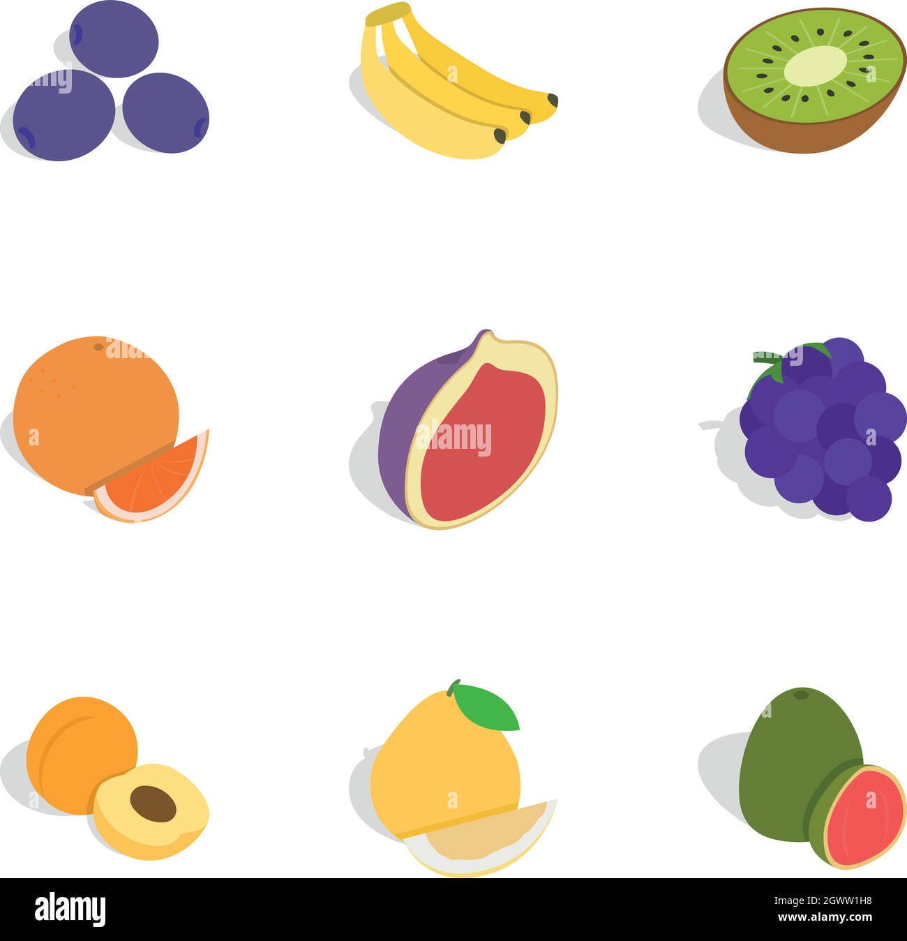 Fresh fruit icons, isometric 3d style Stock Vector Image & Art - Alamy